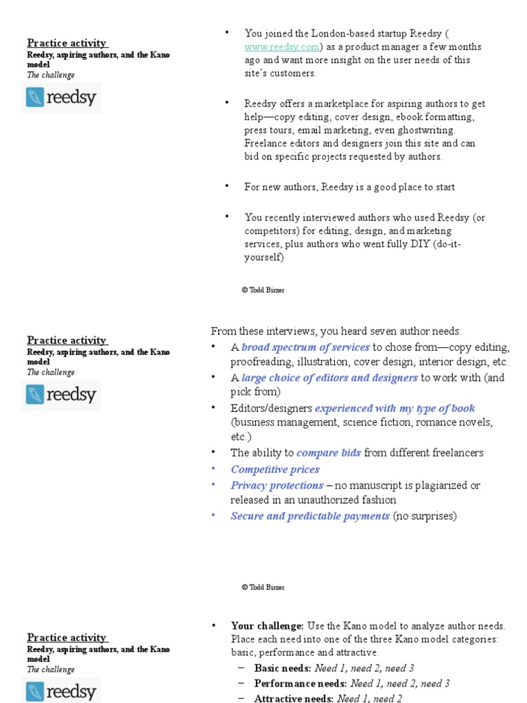 Reedsy and The Kano Model | PDF | Editing | Copy Editing