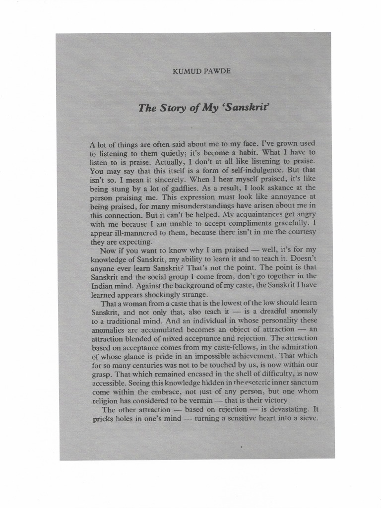 Kumud Pawde Story of My Sanskrit | PDF