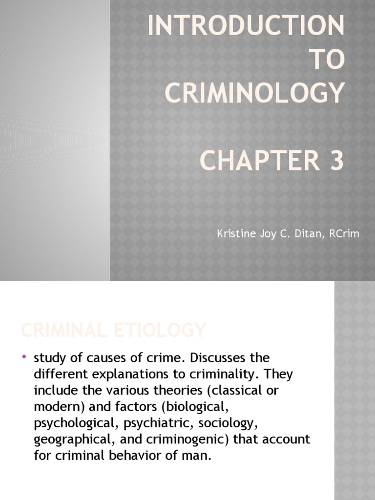 Introduction To Criminology CHAPTER 3 | PDF | Id | Crimes