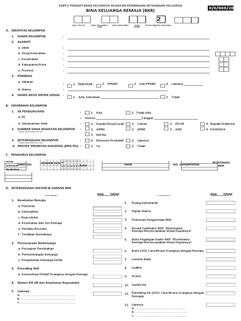 Formulir Pendaftaran BKR | PDF