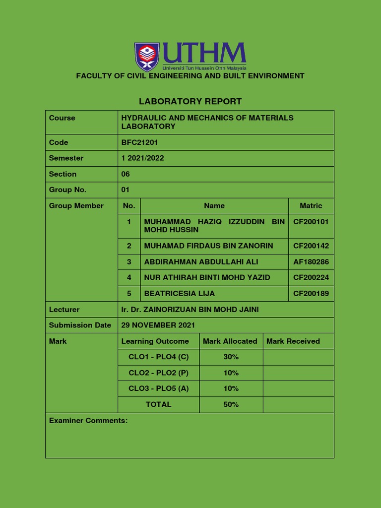 Hydraulic Mechanics Lab Report | PDF | Bending | Beam (Structure)