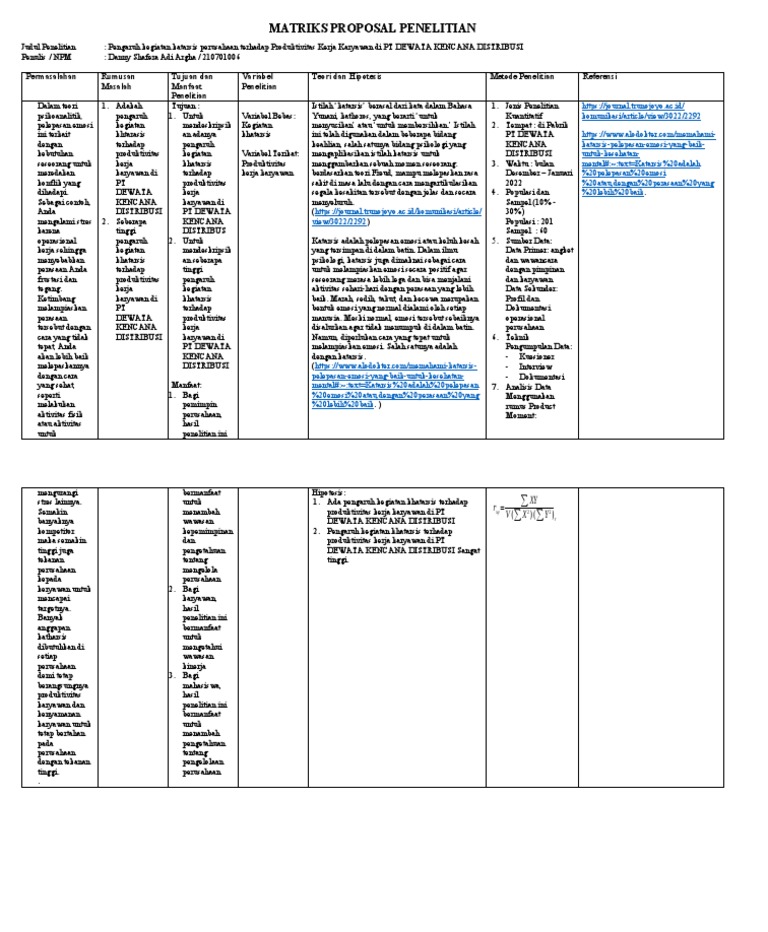 Pertemuan 15, Matriks Penelitian | PDF