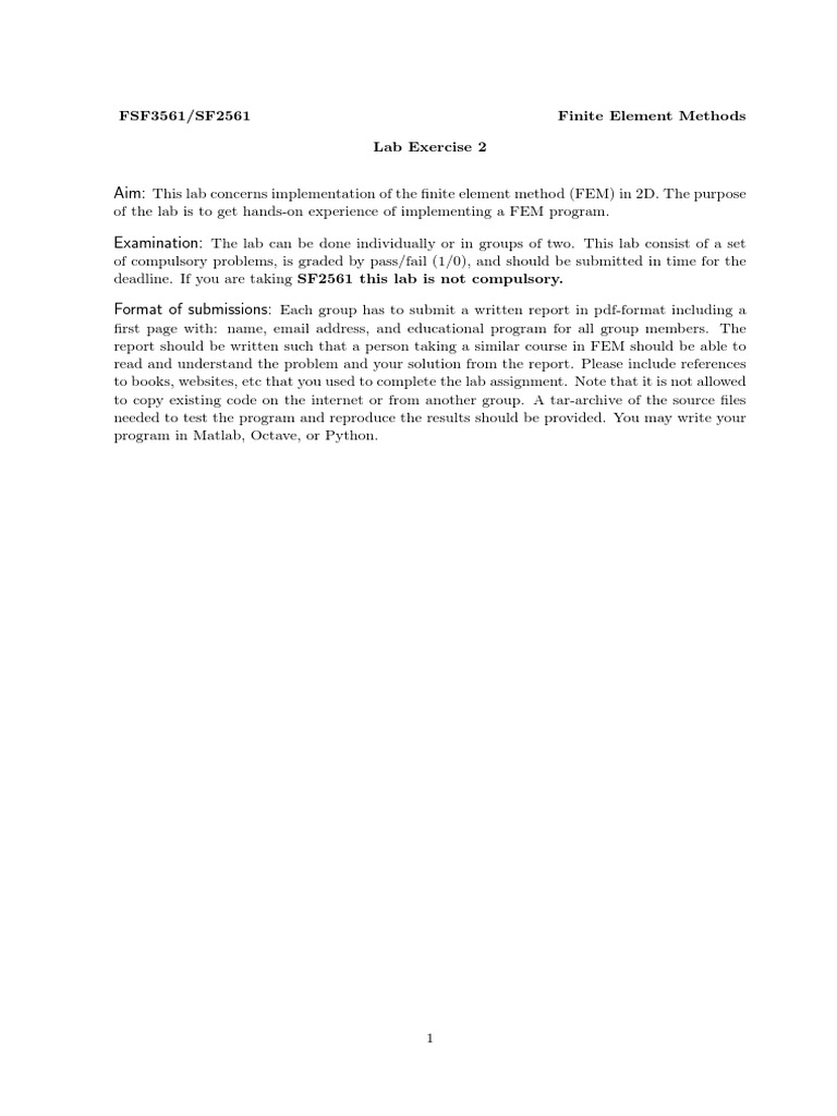 Lab 2 | PDF | Finite Element Method | Matrix (Mathematics)