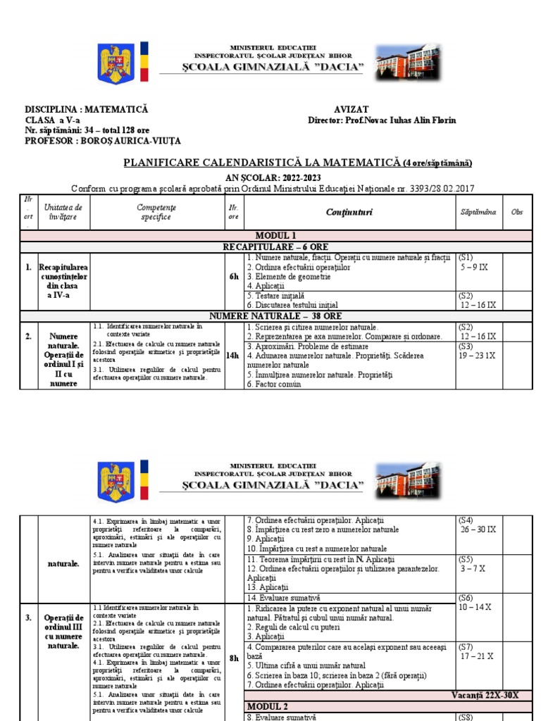2.planificare V 20222023 | PDF