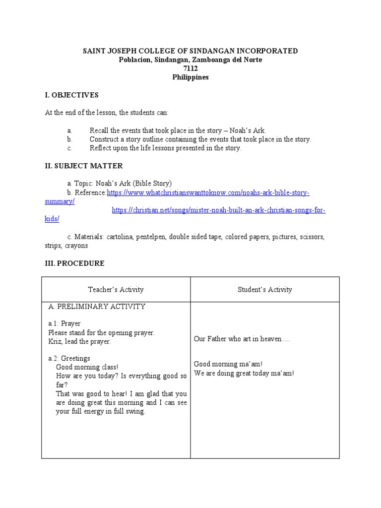 Lesson Plan (RS) | Download Free PDF | Genesis Flood Narrative | Noah