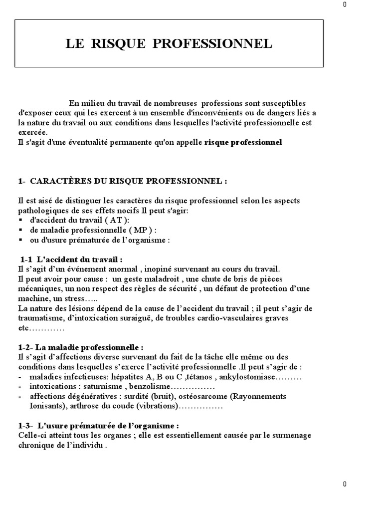 Le Risque Professionnel | PDF | Prophylaxie | Risque