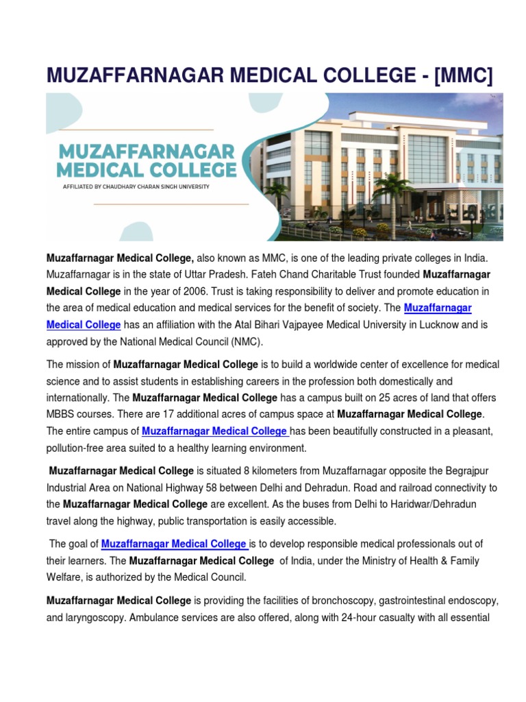 Muzaffarnagar Medical College | PDF | Medical School | University And ...
