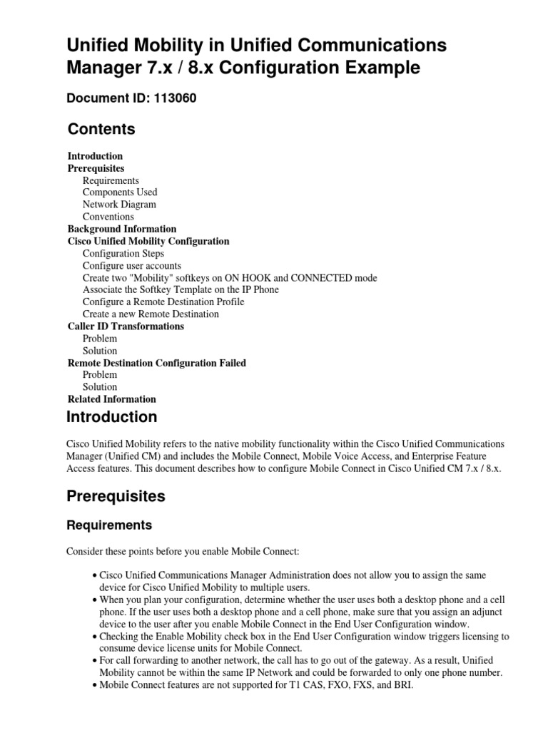 Unified Mobility 00 | PDF | Telephone | Computer Network