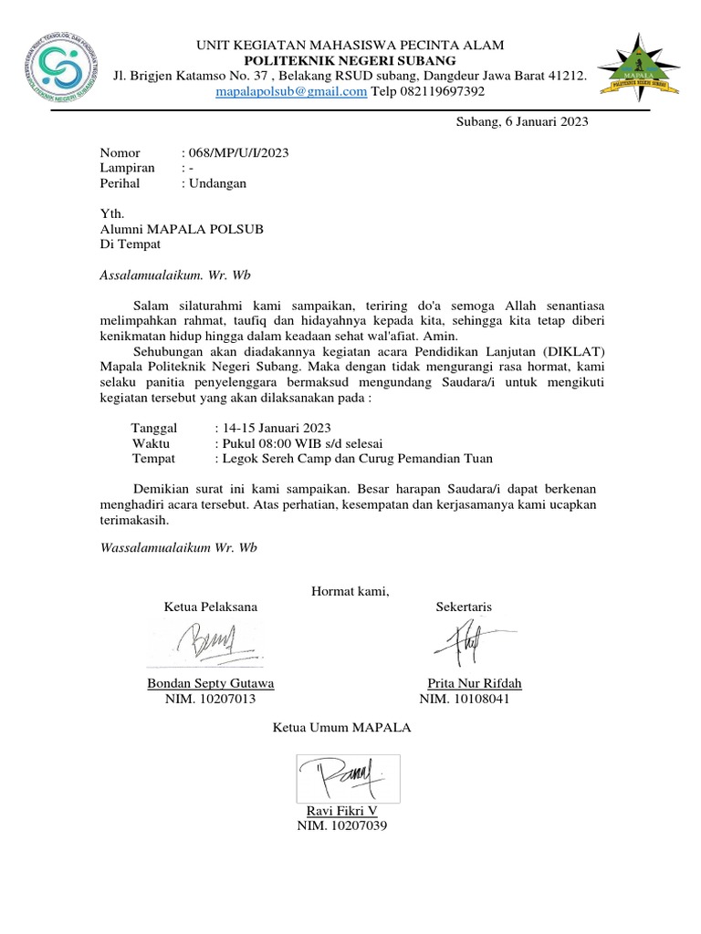 068 Undangan Alumni Mapala | PDF