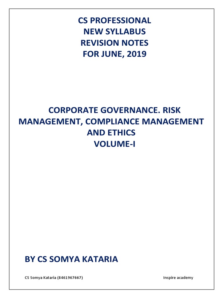 Revision Notes V1 | PDF | Corporate Governance | Governance