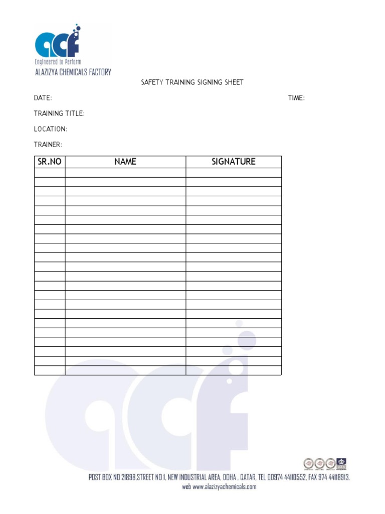 Safety Training Attendance Sheet | PDF