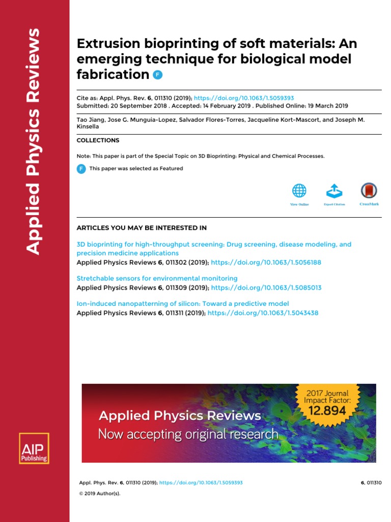 Extrusion Bioprinting of Soft Materials: An Emerging Technique For Biological Model Fabrication ...