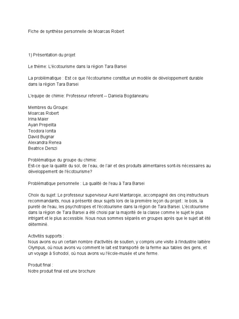 Fiche de Syntese | PDF