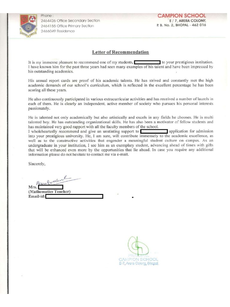 LOR Sample | PDF
