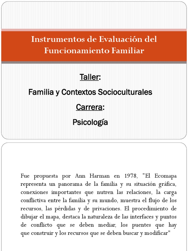 Instrumentos de Evaluación Del Funcionamiento Familiar: Taller: Familia y Contextos ...