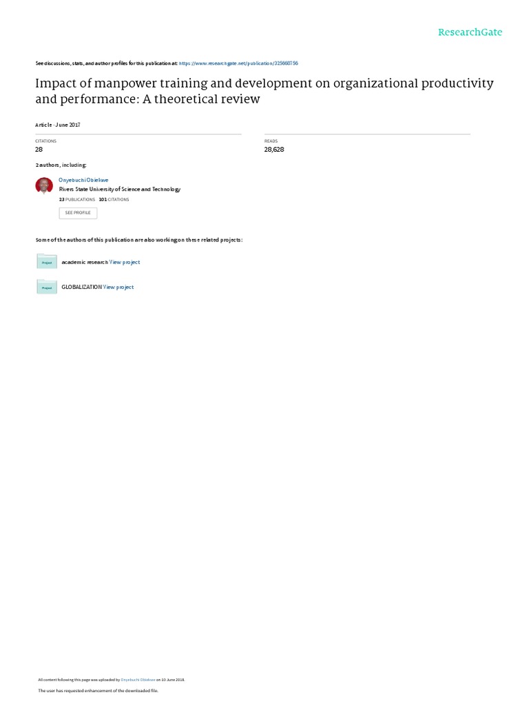 Impact of Manpower Training and Development On Organizational ...