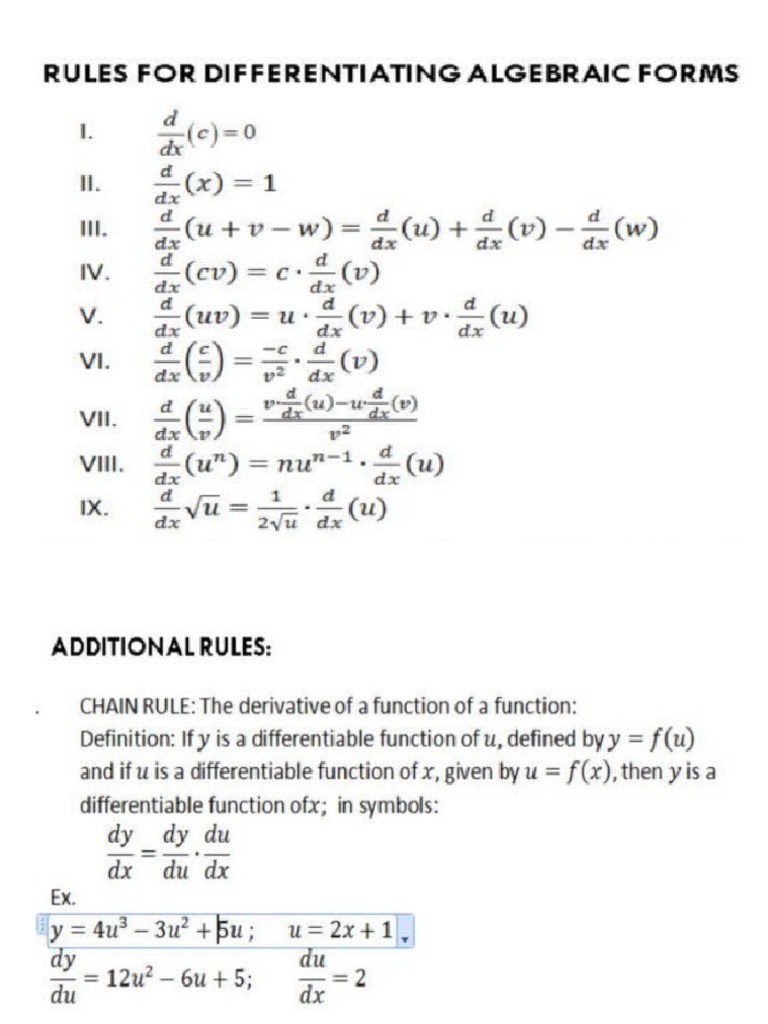 Calculus :deriviation | PDF