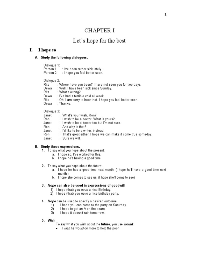 1 CHAPTER I-I Hope-New 2021 | PDF | Luck