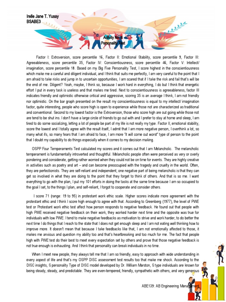 An Analysis of Personality Test Results and Their Implications for ...