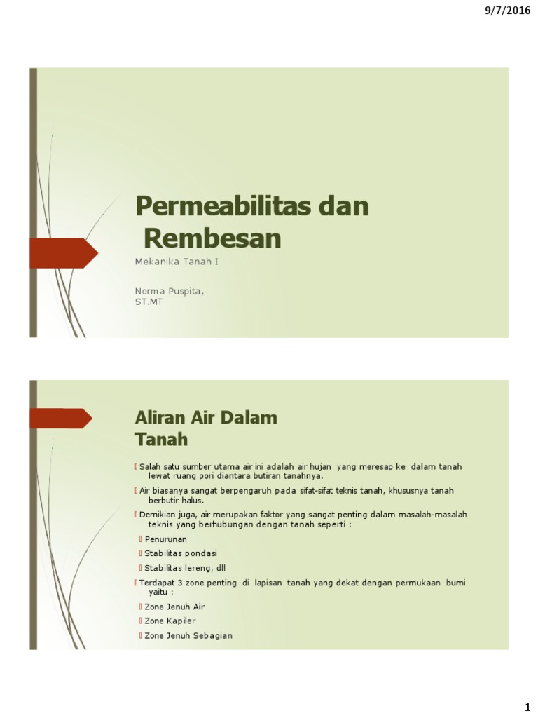 Permeabilitas Dan Rembesan | PDF
