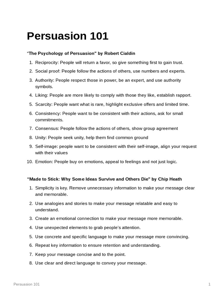 Persuasion 101: The Psychology of Influence | PDF | Persuasion ...