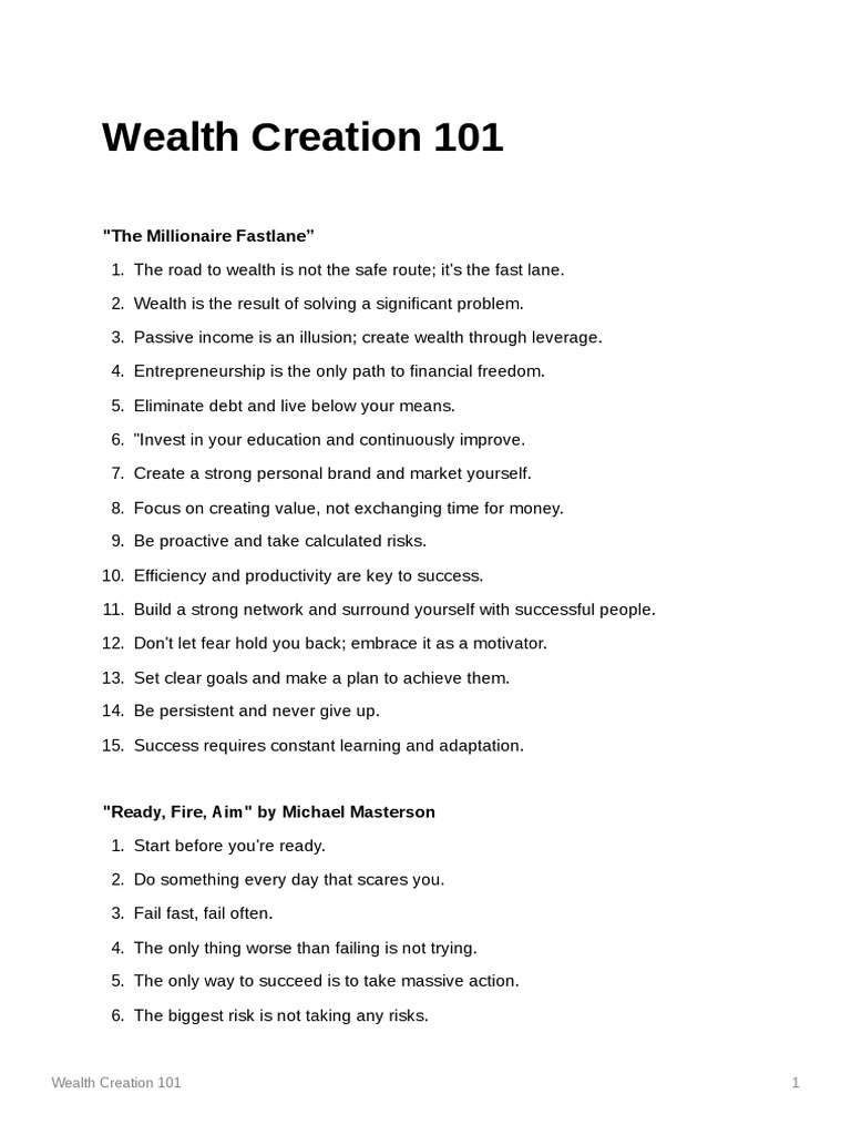 Wealth Creation 101 | PDF | Wealth | Risk