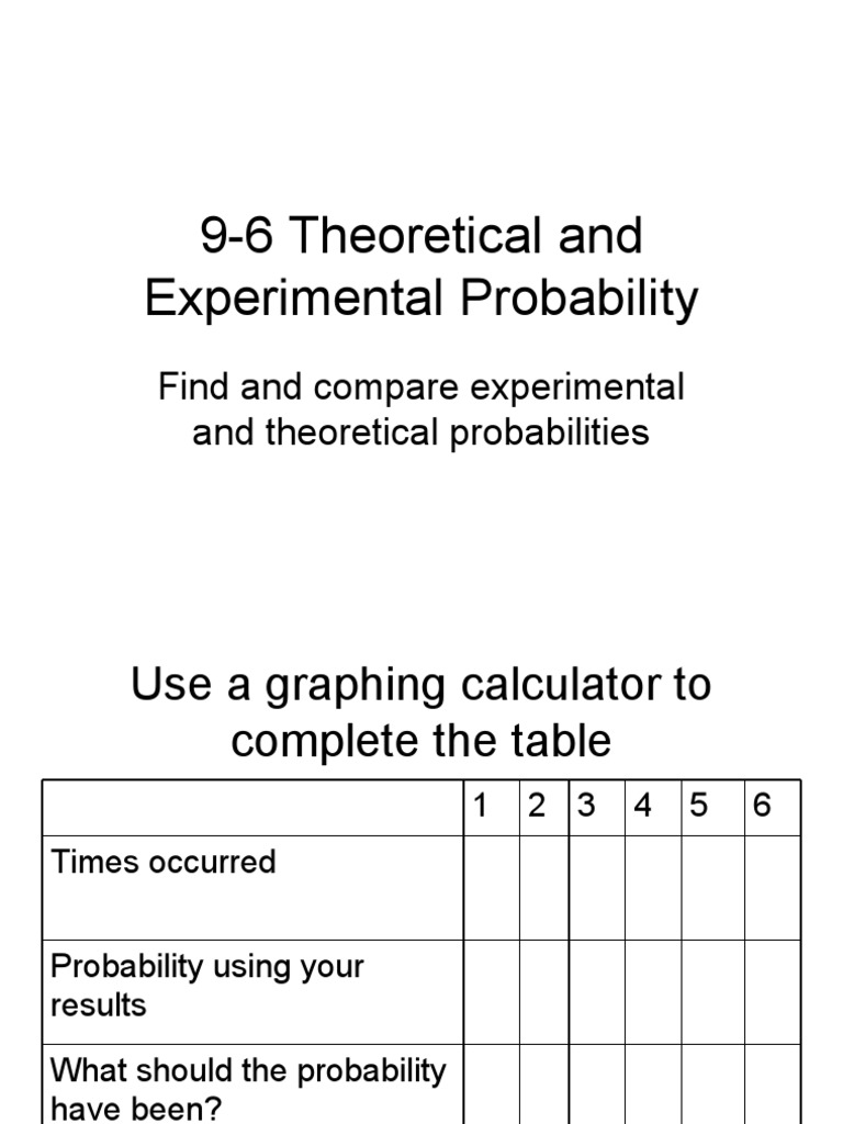 Theoretical vs. Experimental Probability | PDF | Cooking, Food & Wine ...