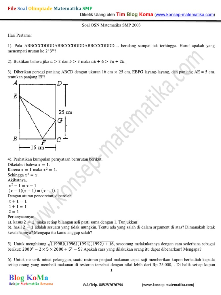 2003 Soal OSN Matik SMP | PDF