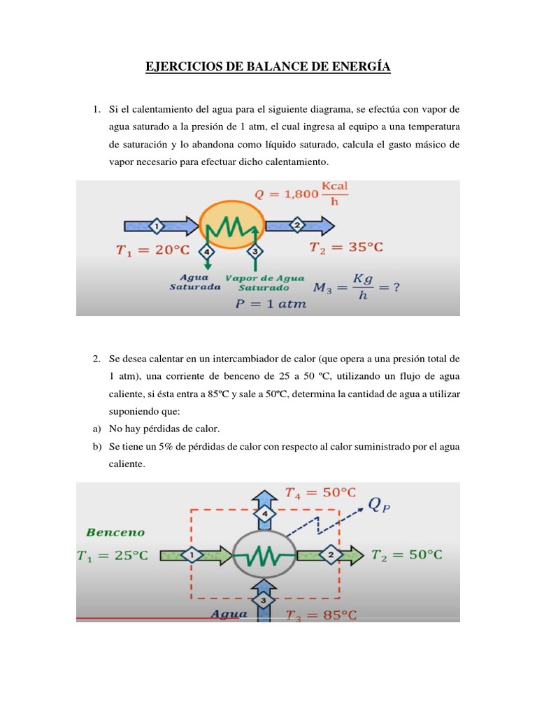 Ejercicios de Balances de Energía | PDF