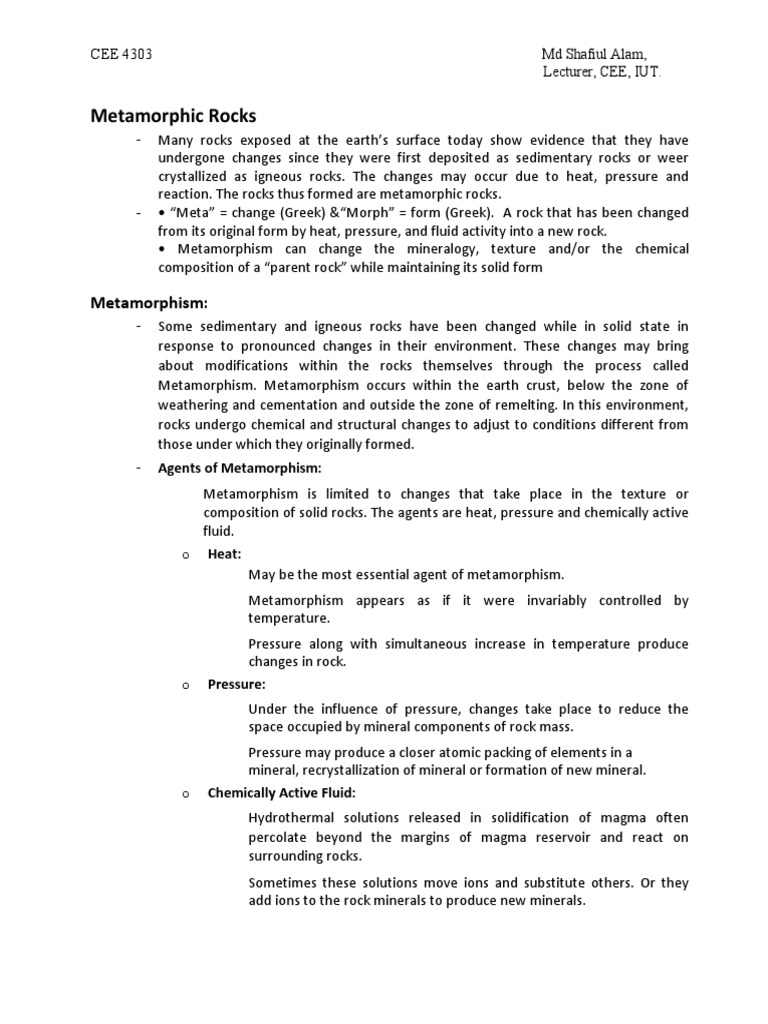 Metamorphic Rocks | PDF | Rock (Geology) | Minerals
