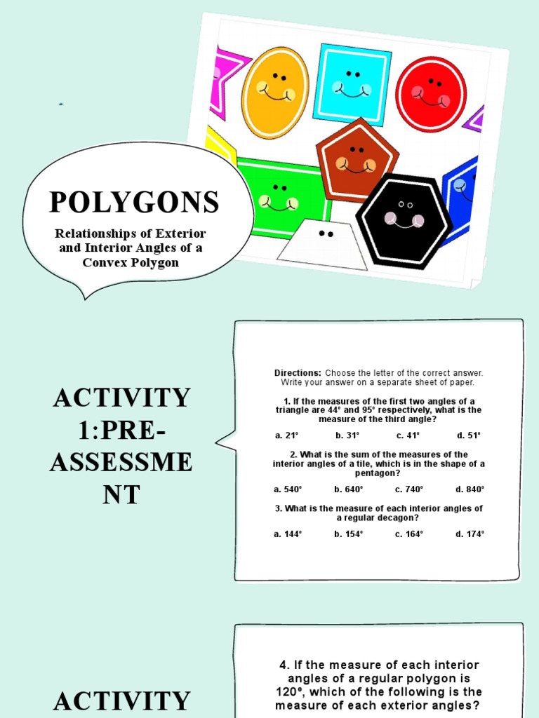 Polygon Angle Measures and Theorems | PDF | Triangle | Polygon