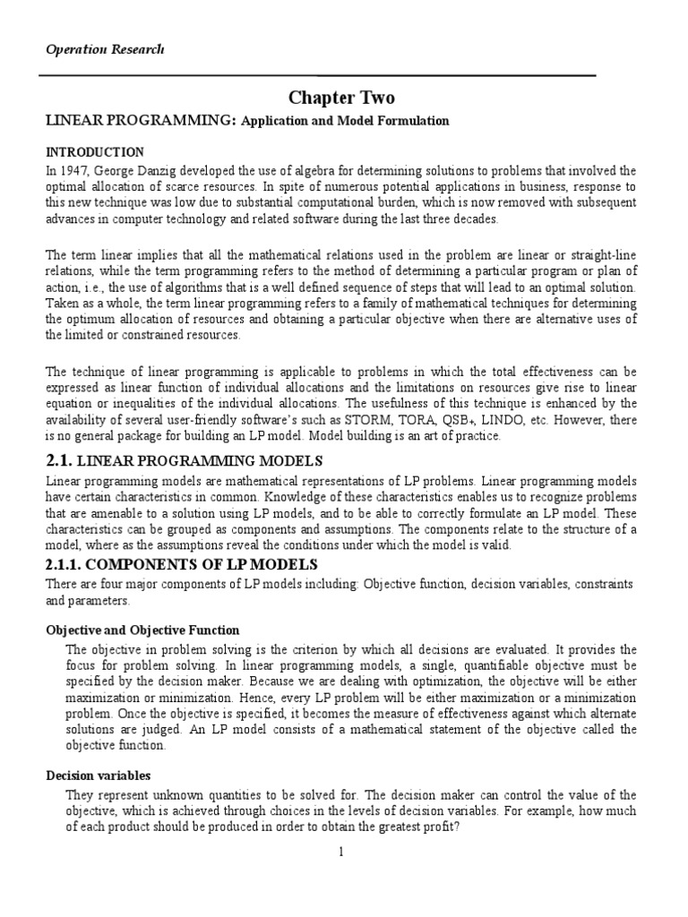 Chapter Two | PDF | Mathematical Optimization | Linear Programming