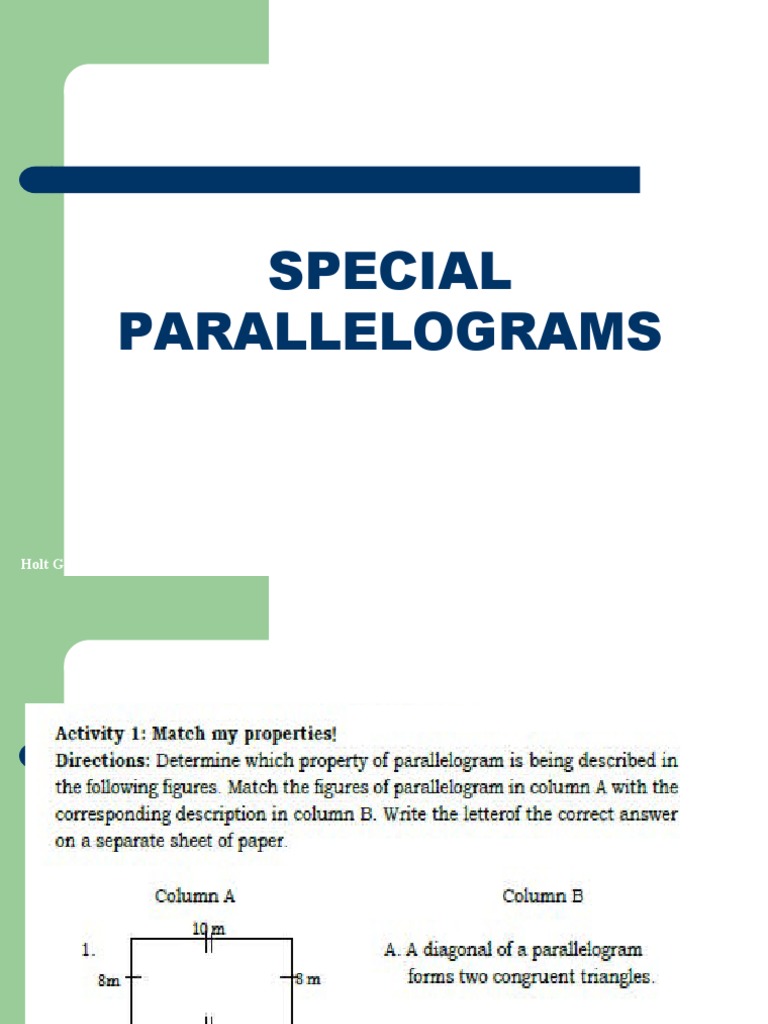 1-Math 9-Q3-Week 2-Special Parallelograms | PDF | Rectangle | Geometry