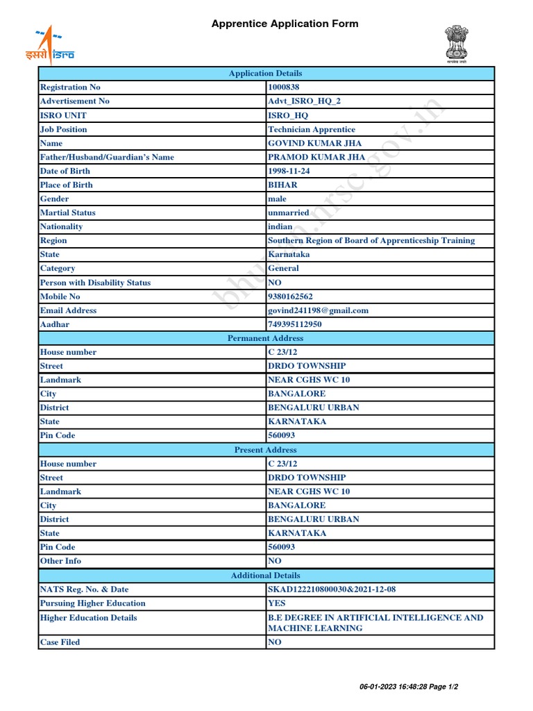 Application Form | PDF | Apprenticeship