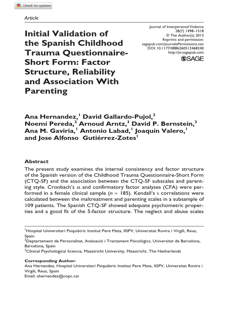 CTQ-SF Hernandez Et Al 2013 Castellano0886260512468240 | PDF ...
