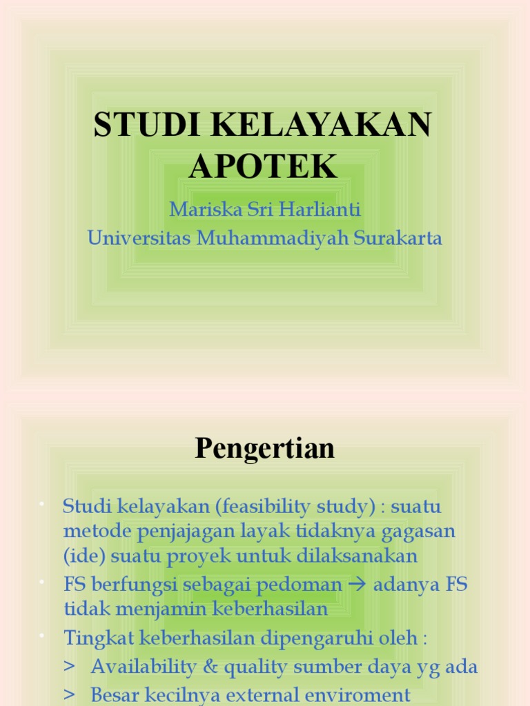 Studi Kelayakan Apotek | PDF
