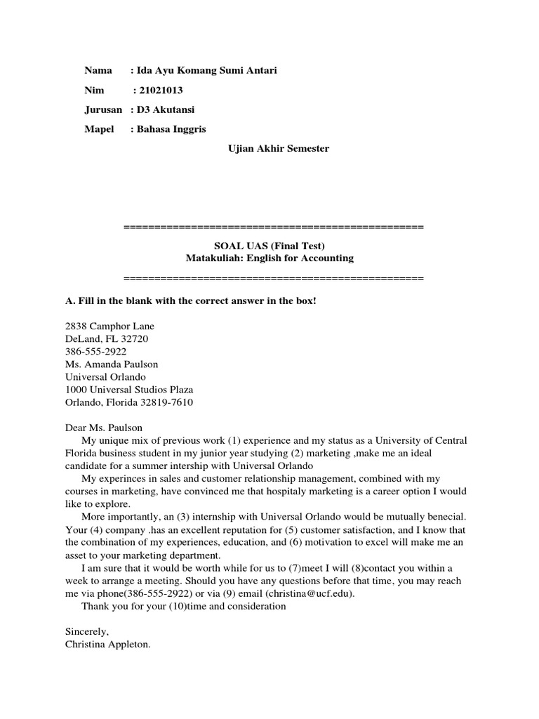 English for Accounting Final Exam | PDF | Income Statement | Revenue