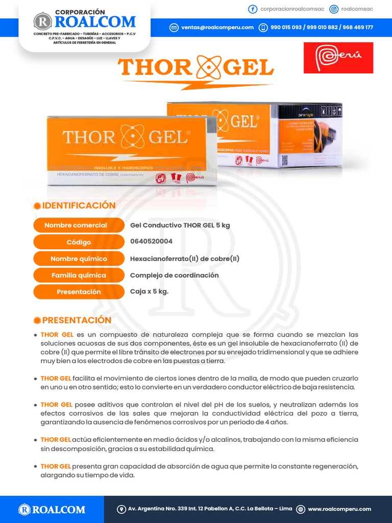 Gel Conductivo THOR GEL: Propiedades y Usos | PDF