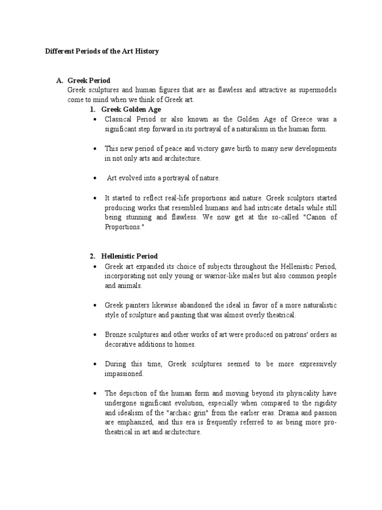 Overview of Art History Periods | PDF | Realism (Arts) | Sculpture