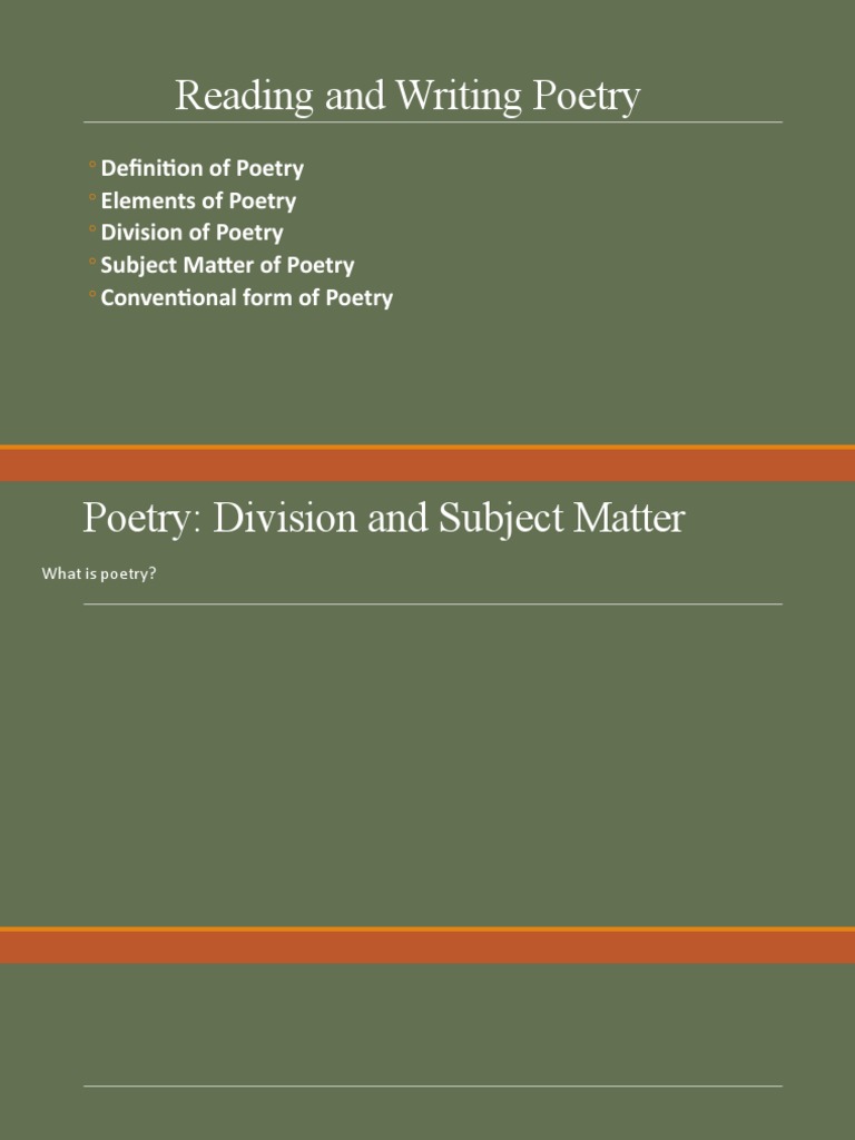 Reading and Writing Poetry | PDF