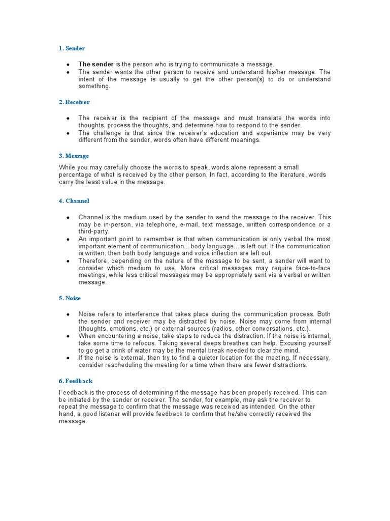 Essential Elements of Communication: Sender, Receiver, Message, Channel ...