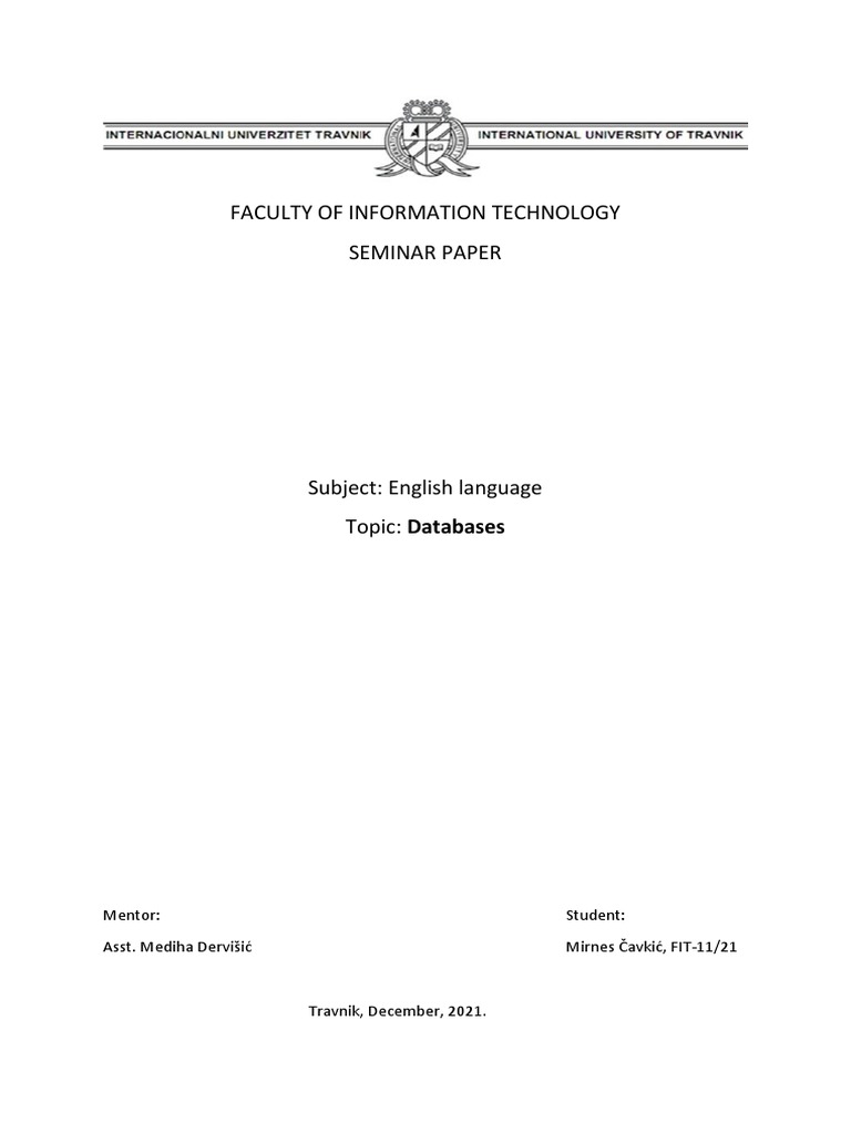 Seminar Paper DATABASES | PDF | Databases | Relational Model Seminar Paper DATABASES | PDF | Databases | Relational Model