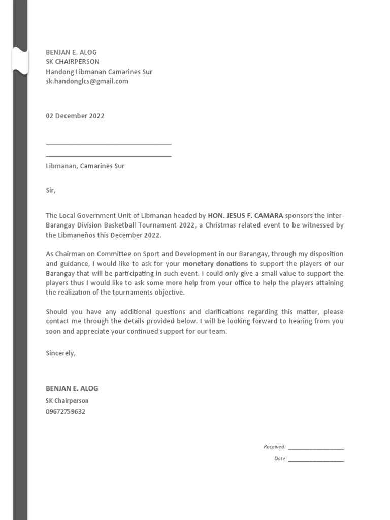 Basketball Tournament Donation Request | PDF