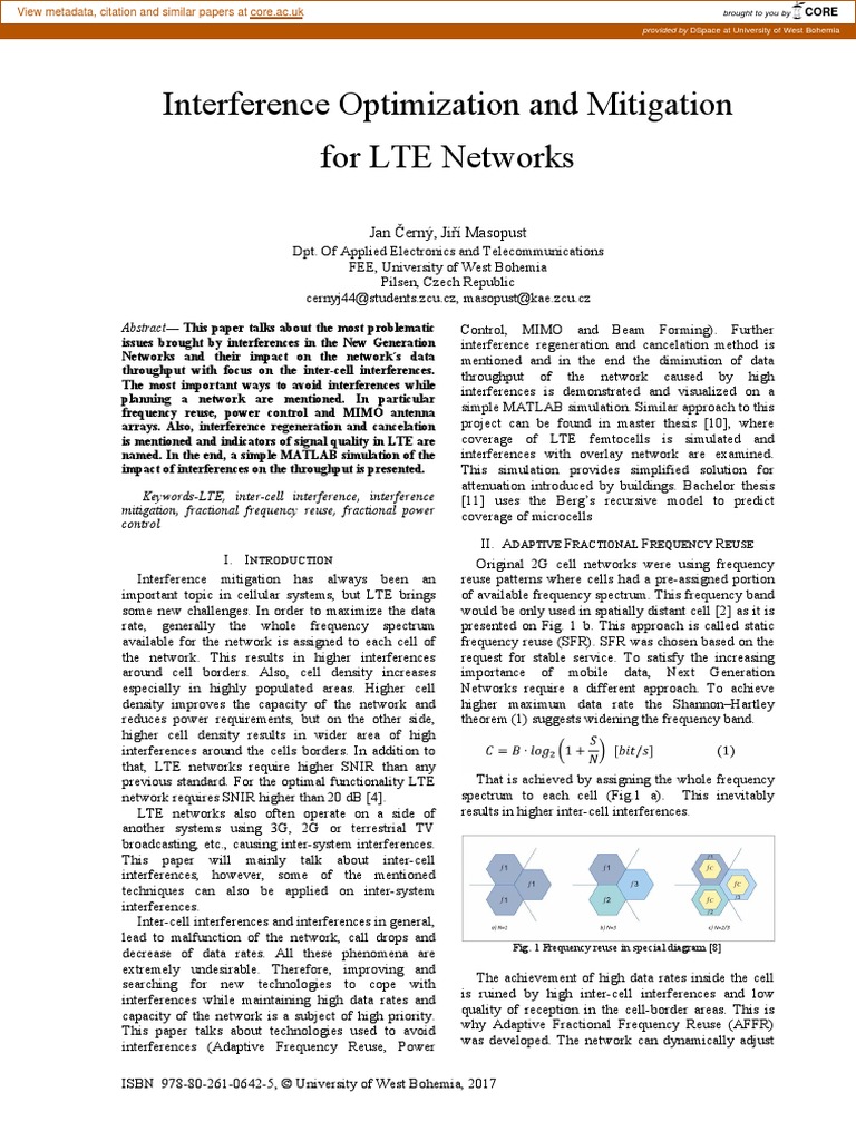 Interference Optimization and Mitigation For LTE Networks: Jan Černý, Jiří Masopust | PDF | Mimo ...
