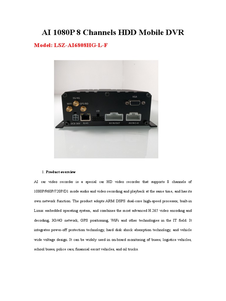 Comprehensive 8-Channel 1080P Car Video Recorder with Powerful ...