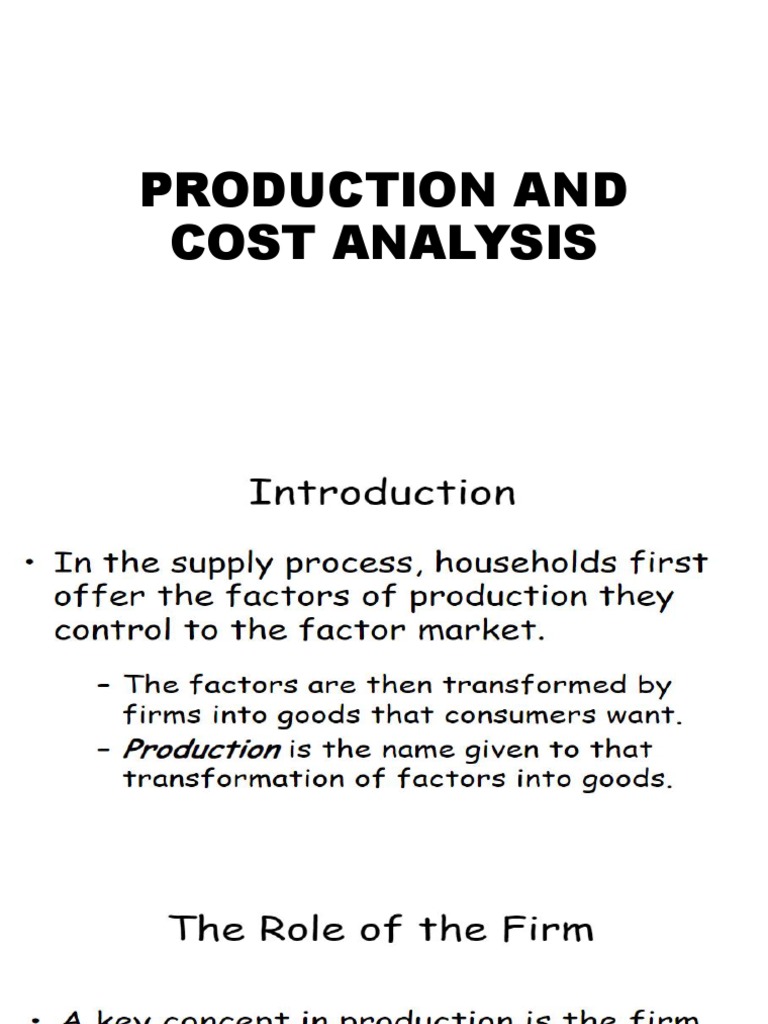 Production And Cost Analysis Pdf