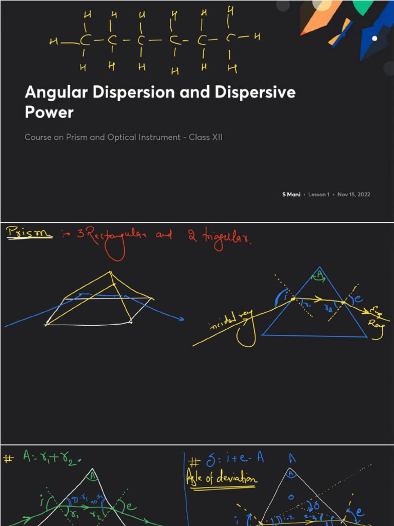 Angular Dispersion and Dispersive Power With Anno | PDF
