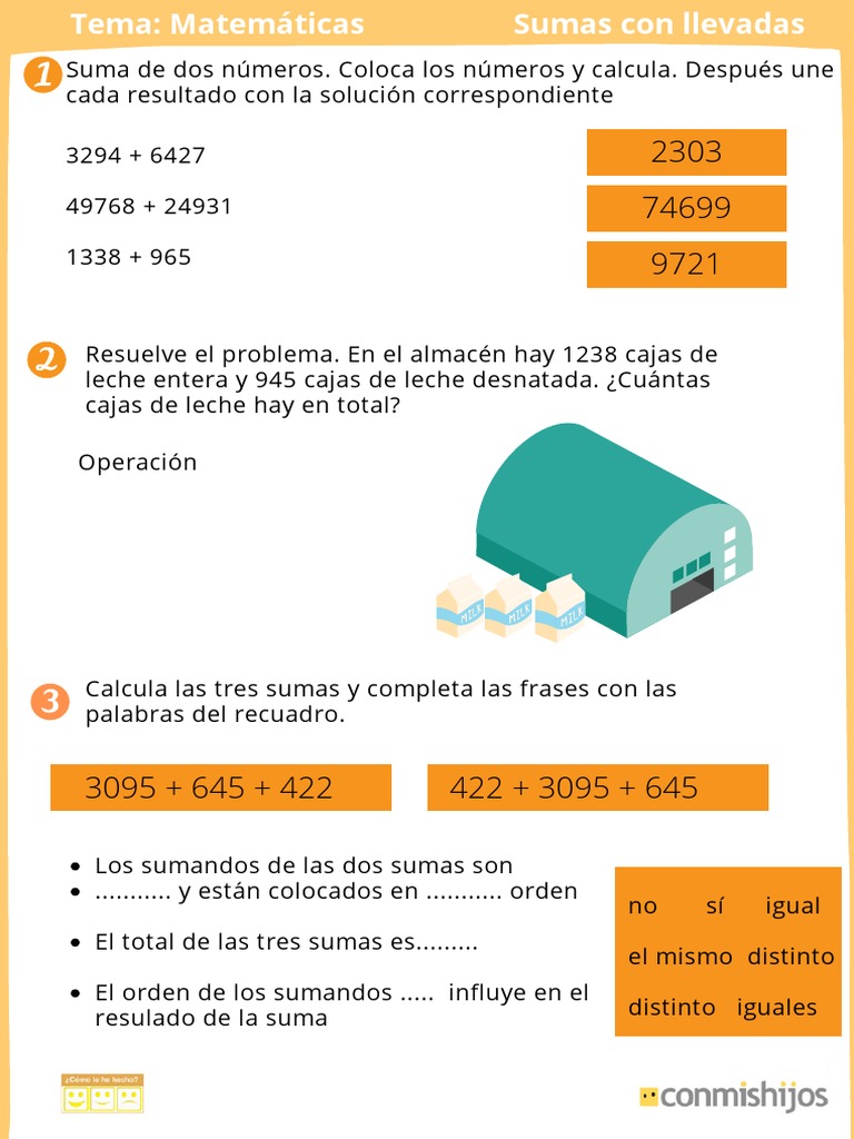 Sumas Con Llevadas 3 Primaria | PDF