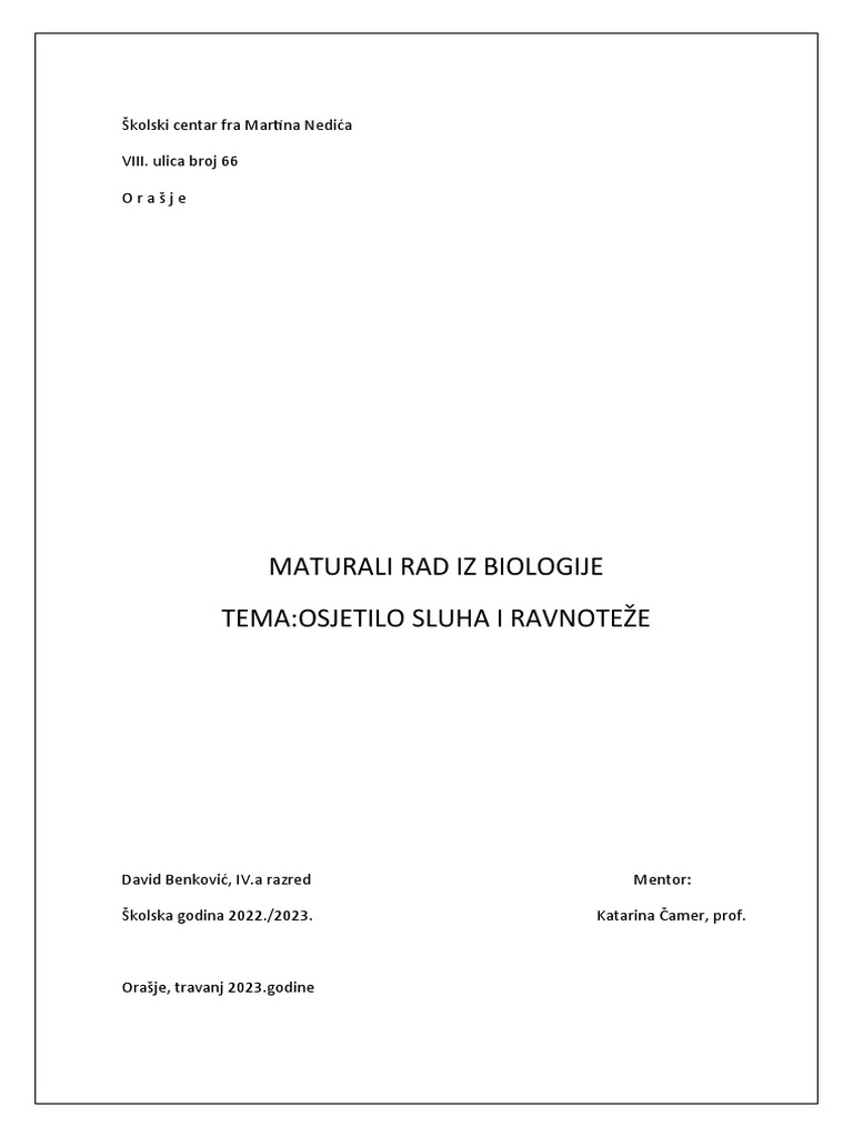 Maturalni Rad Iz Biologije | PDF