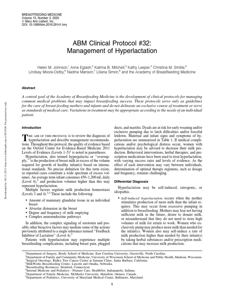 Managing Hyperlactation in Breastfeeding | PDF | Breastfeeding | Breast ...